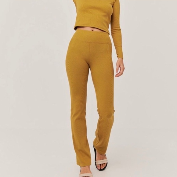 Pact | Pants & Jumpsuits | Pact Rib Chia Yellow Bootcut Yoga Pants ...